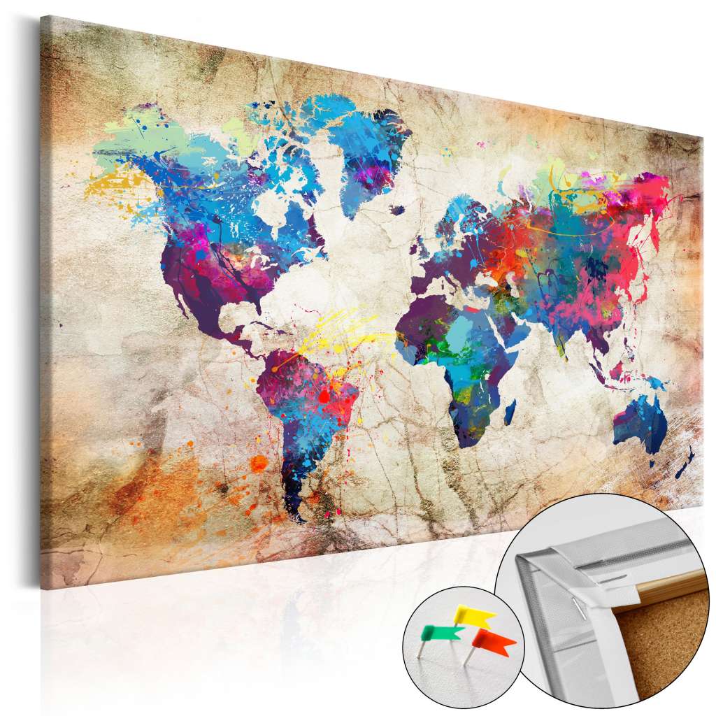 Slika na plutenoj podlozi World Map Urban Style [Cork Map] 90x60 ...